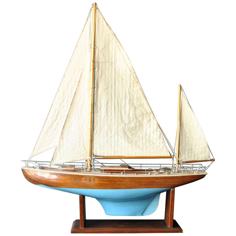 Scandinavian Scratch Built Model Boat, with Glass Case at 1stDibs