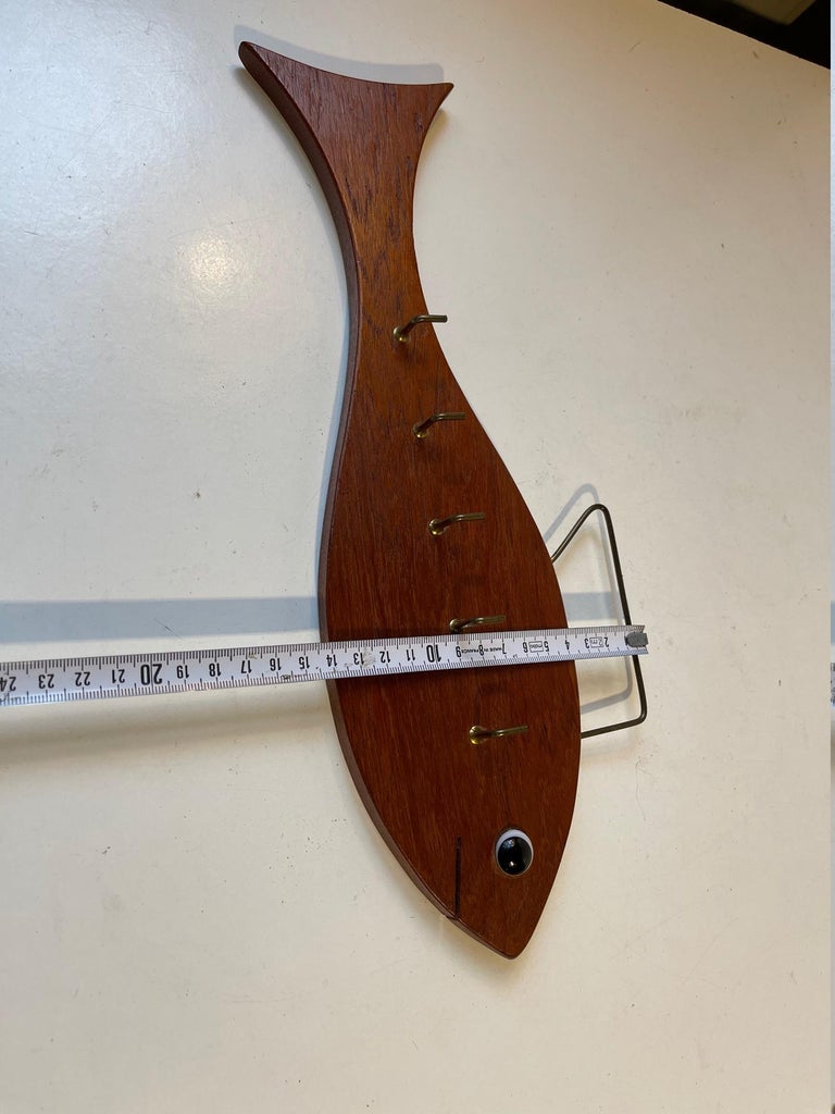 Scandinavian Shark Key Holder in Teak by HAJ, 1960s at 1stDibs