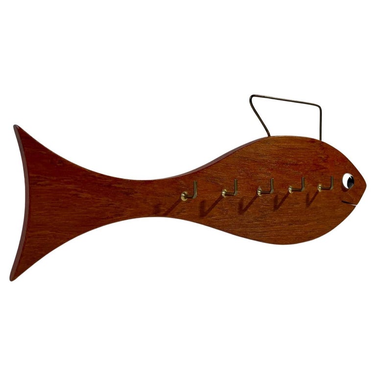 Scandinavian Shark Key Holder in Teak by HAJ, 1960s at 1stDibs