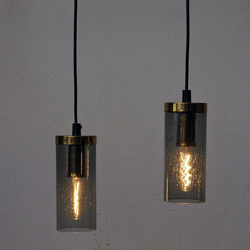 Scandinavian Smoked Glass Ceiling or Window Pendant Pair 1960s at 1stDibs