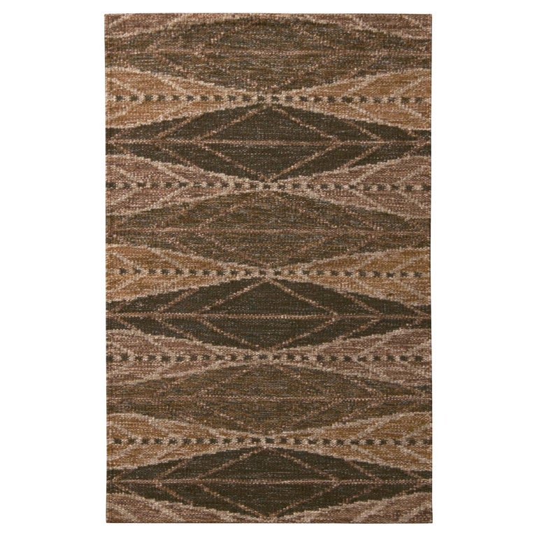 Rug and Kilim's Scandinavian Style Custom Kilim in Green, Brown ...