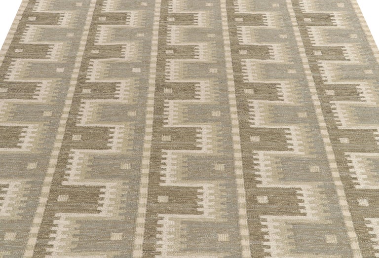 Rug and Kilim's Scandinavian Style Custom Kilim in Greige Geometric ...