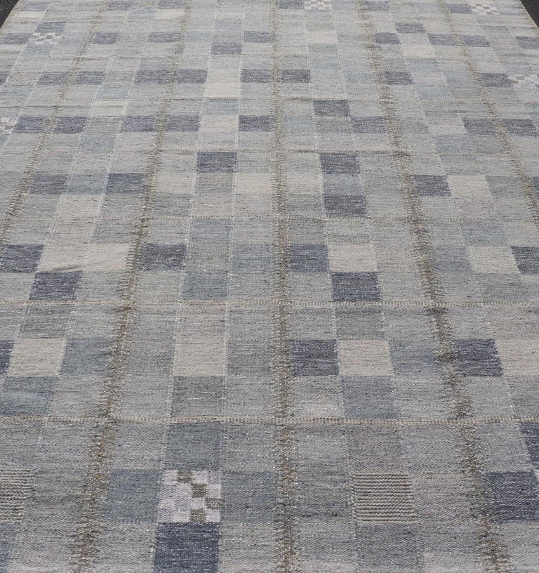 Scandinavian Style Flat-Weave Design Rug with Checkerboard Design in ...