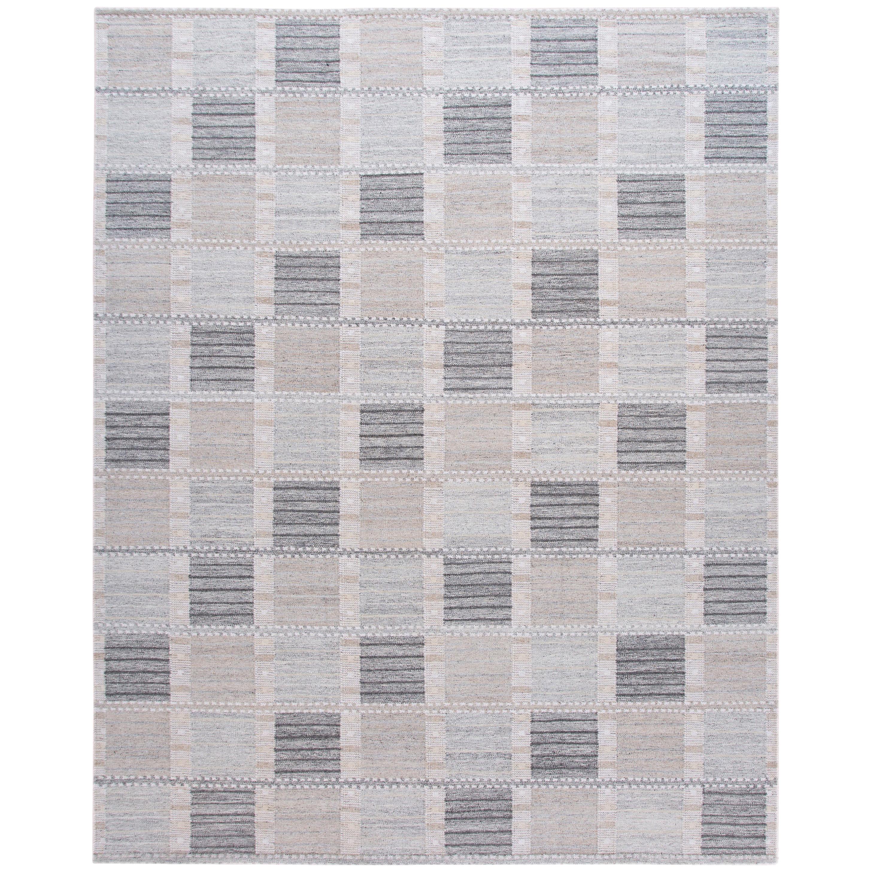 Modern Scandinavian Style Kilim, Accent Rug in Gray Geometric Pattern ...