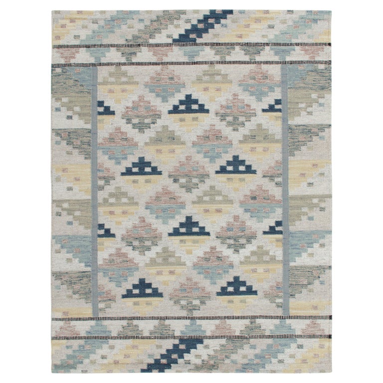 Rug and Kilim's Scandinavian Style Kilim Rug in Blue, Off-White, Bright ...
