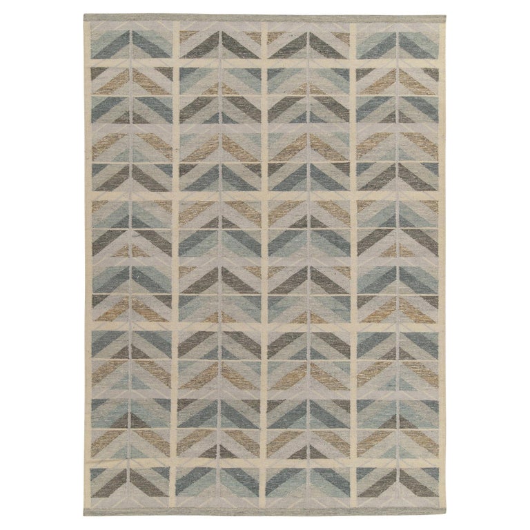 Rug and Kilim's Scandinavian Style Kilim Rug in Gray, Beige and Blue ...