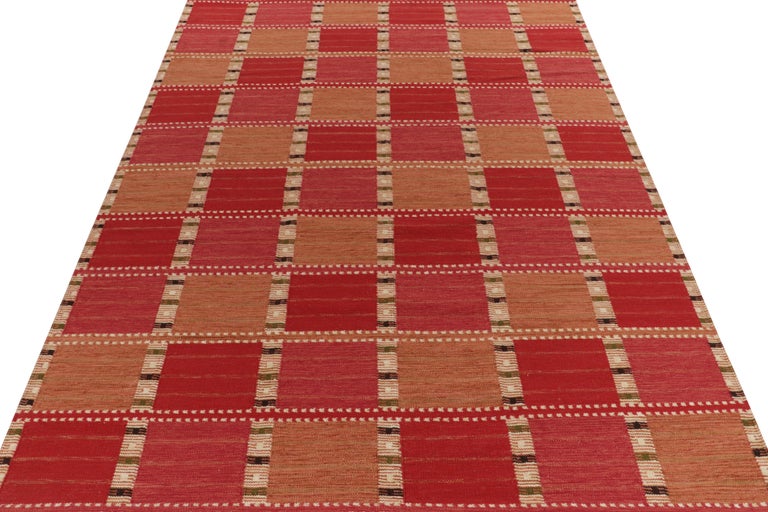 Rug and Kilim's Scandinavian Style Kilim Rug in Red Pink, Beige ...