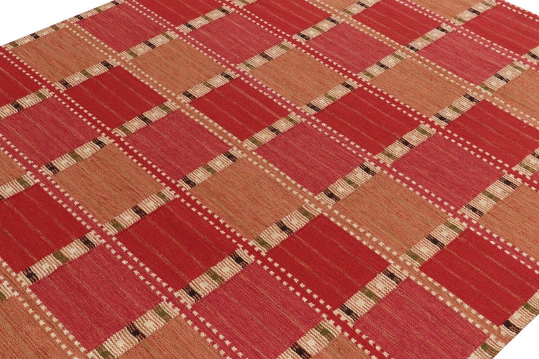 Rug and Kilim's Scandinavian Style Kilim Rug in Red Pink, Beige ...