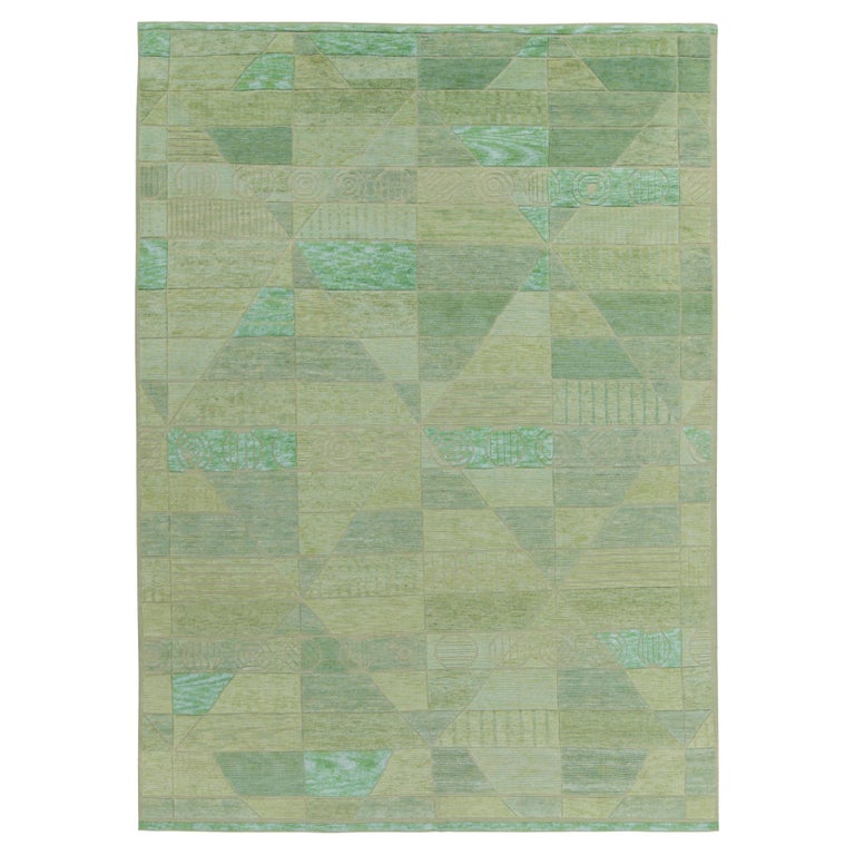 Rug and Kilim's Scandinavian Style Modern Rug in Green High-Low ...