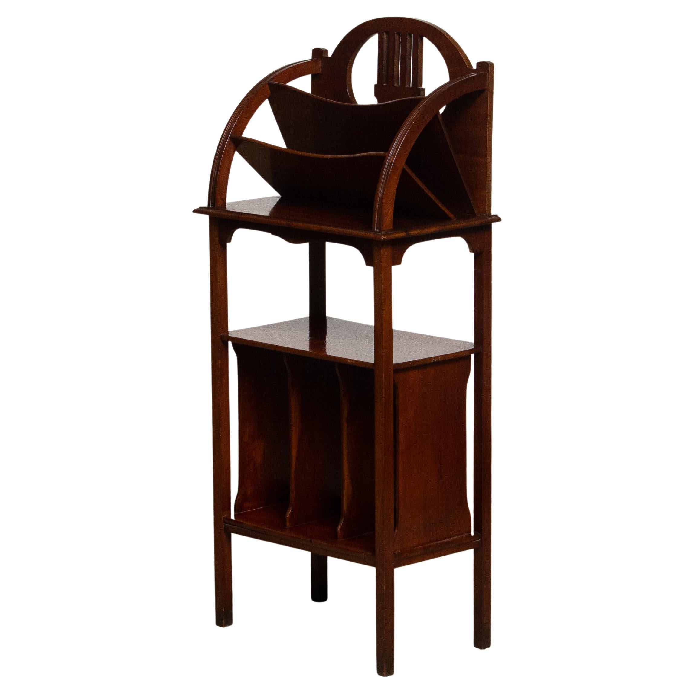 Mahogany and Inlaid Book and Magazine Stand For Sale at 1stDibs