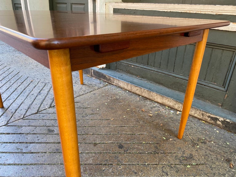 Scandinavian Teak and Birch Dining Table For Sale at 1stDibs