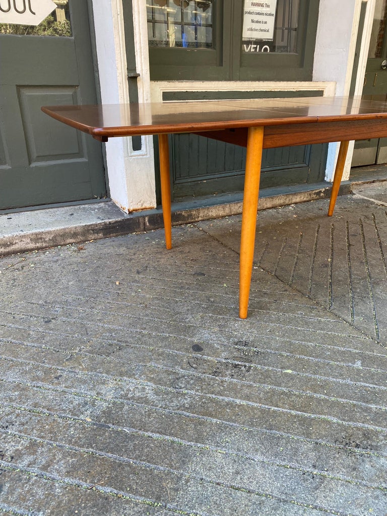 Scandinavian Teak and Birch Dining Table For Sale at 1stDibs