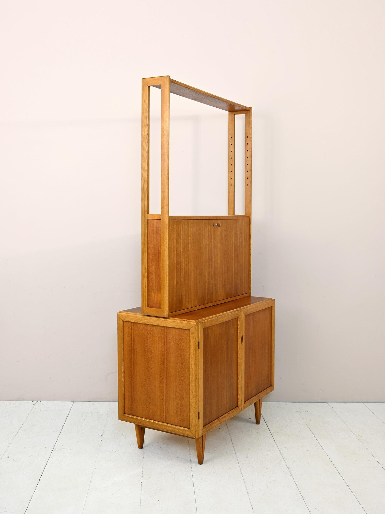 Scandinavian teak and oak bookcase For Sale at 1stDibs