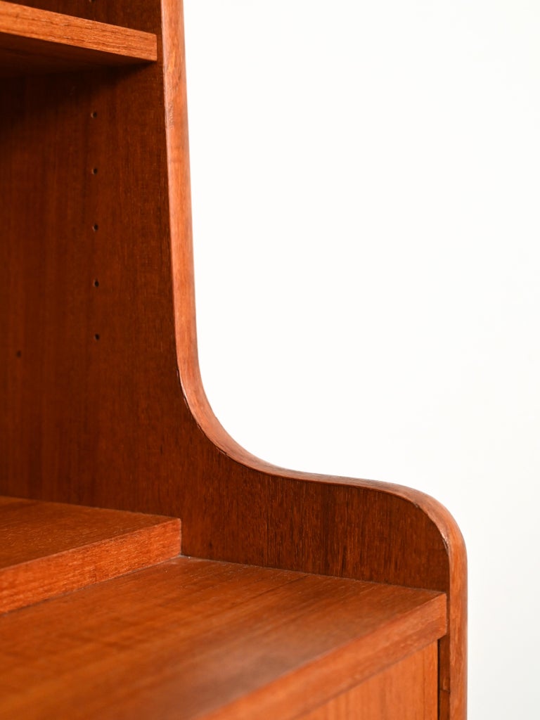 Scandinavian Teak Bookcase with Pull-Out Desk For Sale at 1stDibs