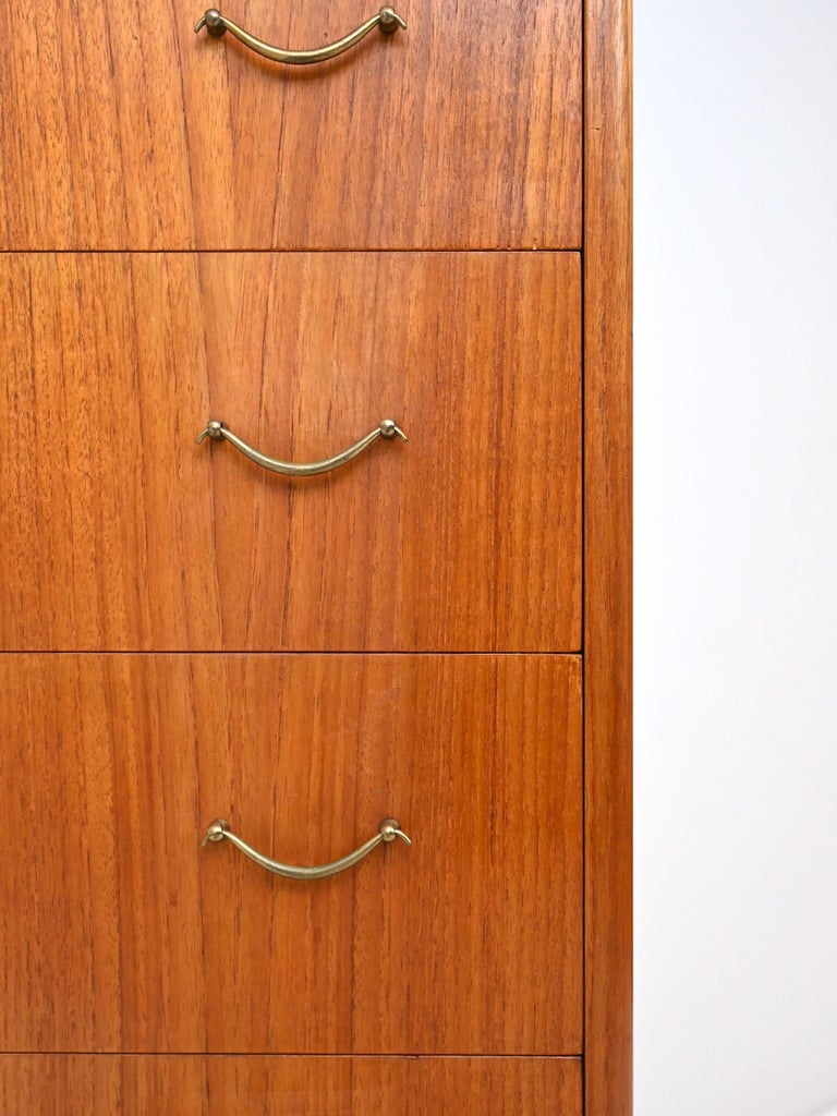 Scandinavian Teak Chest of Drawers and Metal Handles For Sale at 1stDibs