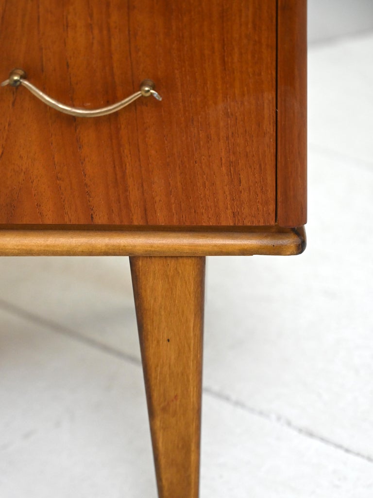 Scandinavian Teak Chest of Drawers and Metal Handles For Sale at 1stDibs