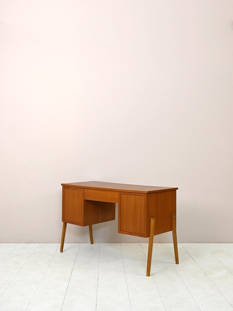 Scandinavian Teak Desk with Drawers For Sale at 1stDibs