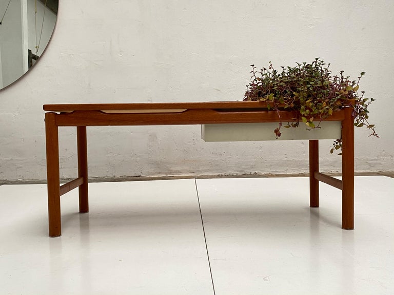 Scandinavian Teak and Enameled Metal Planter Table, 1960s, Denmark For ...