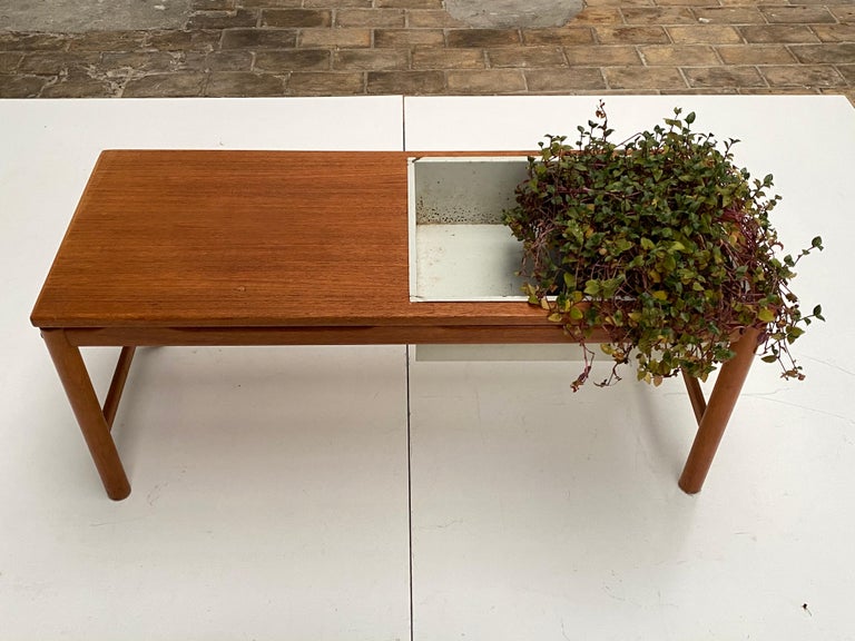 Scandinavian Teak and Enameled Metal Planter Table, 1960s, Denmark For ...