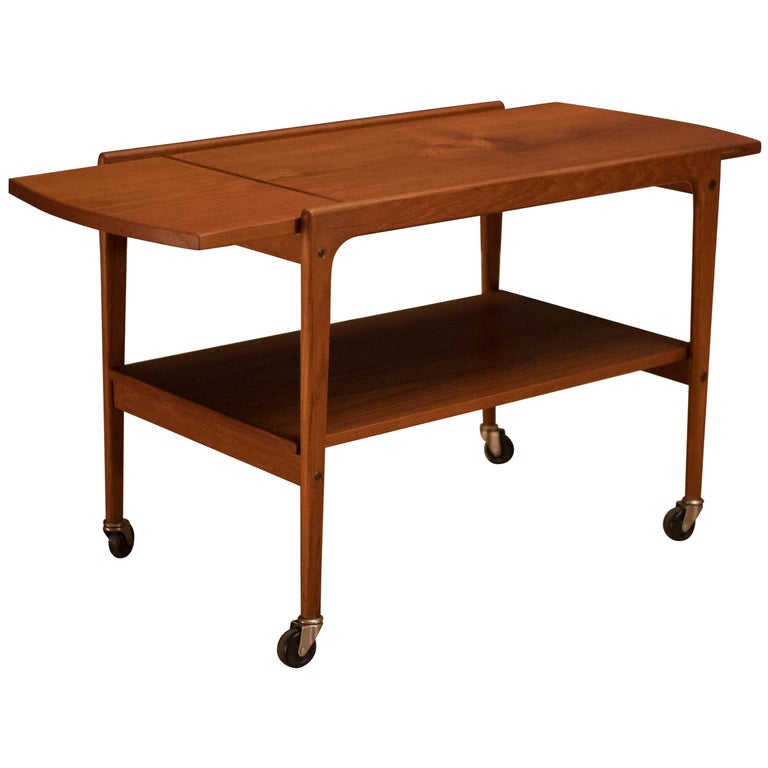 Scandinavian Teak Expandable Bar Cart For Sale at 1stdibs