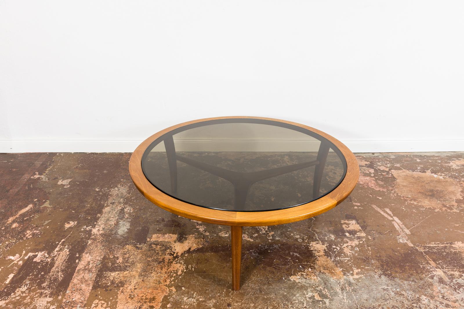 Scandinavian Teak Round with Glass Top Coffee Table 1960's For Sale at ...