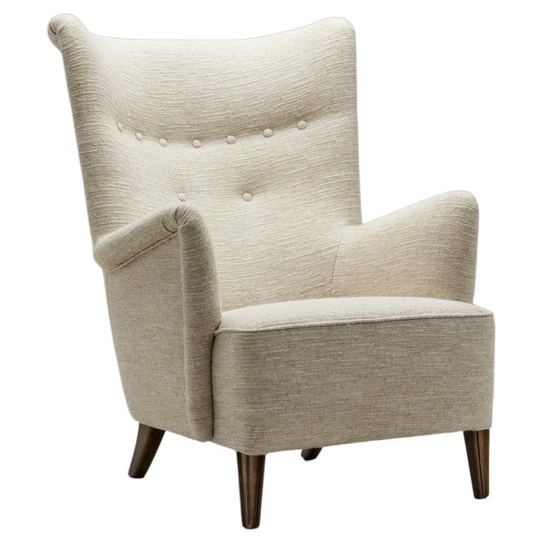 Scandinavian Upholstered Wingback Armchair, Scandinavia, 1950s For Sale ...