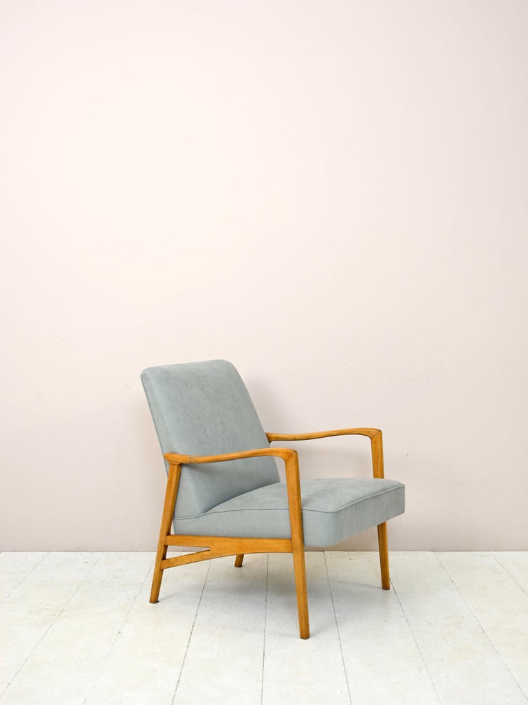 Scandinavian Vintage Light Blue Armchair For Sale at 1stDibs