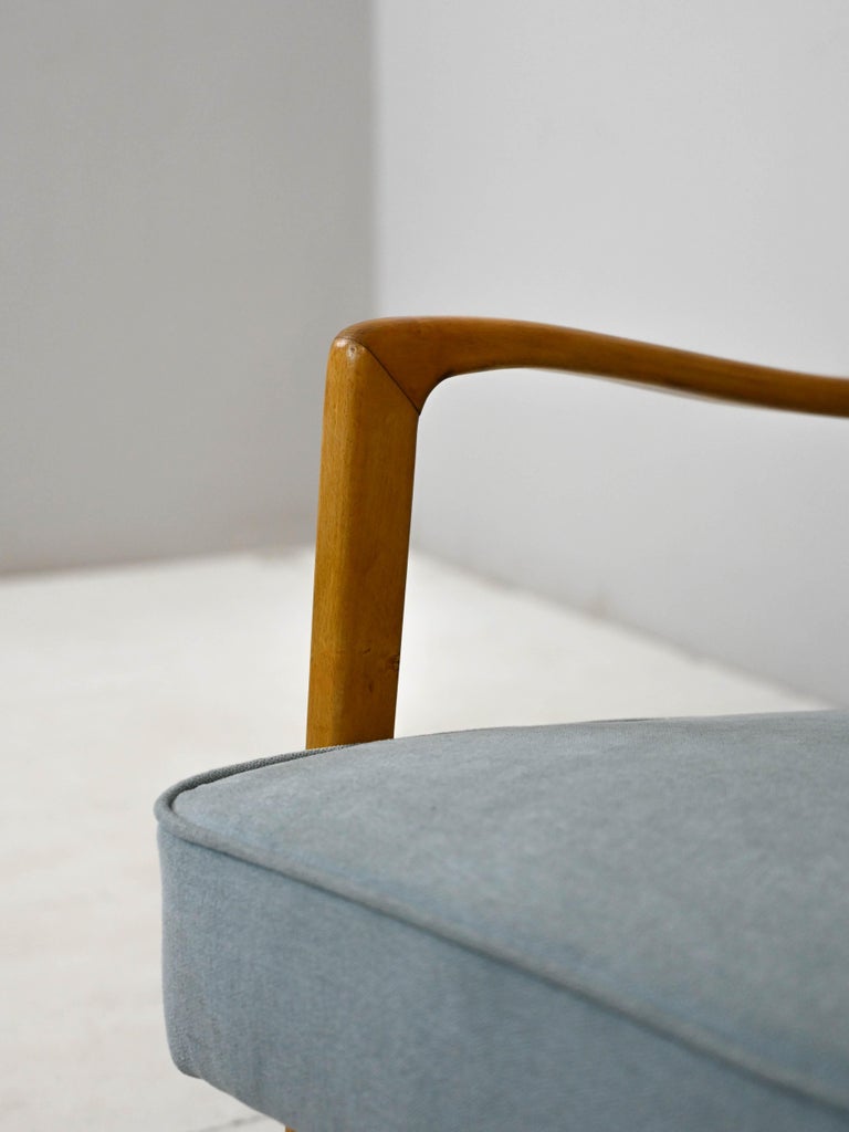 Scandinavian Vintage Light Blue Armchair For Sale at 1stDibs