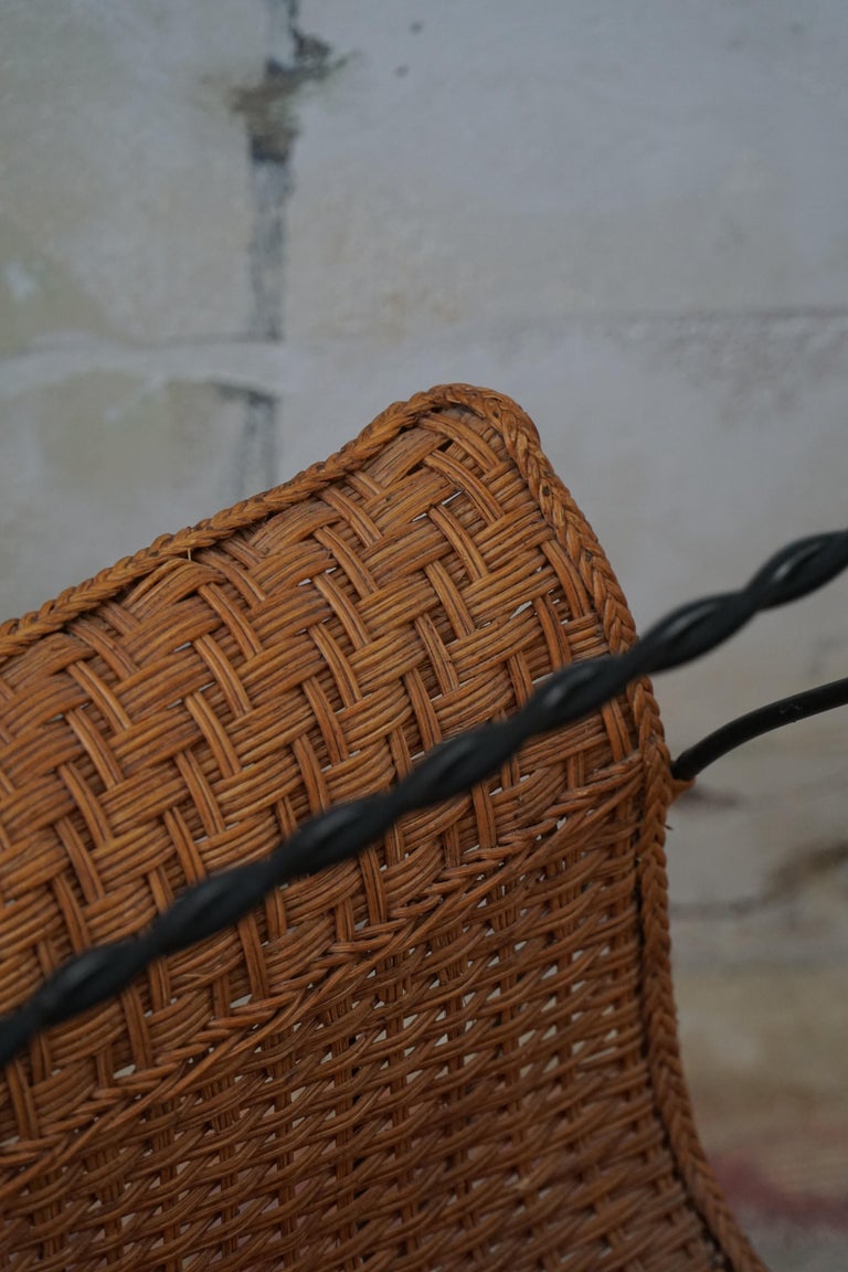 Scandinavian Vintage Magazine Rack in Rattan and Stainless Steel, 1960s ...