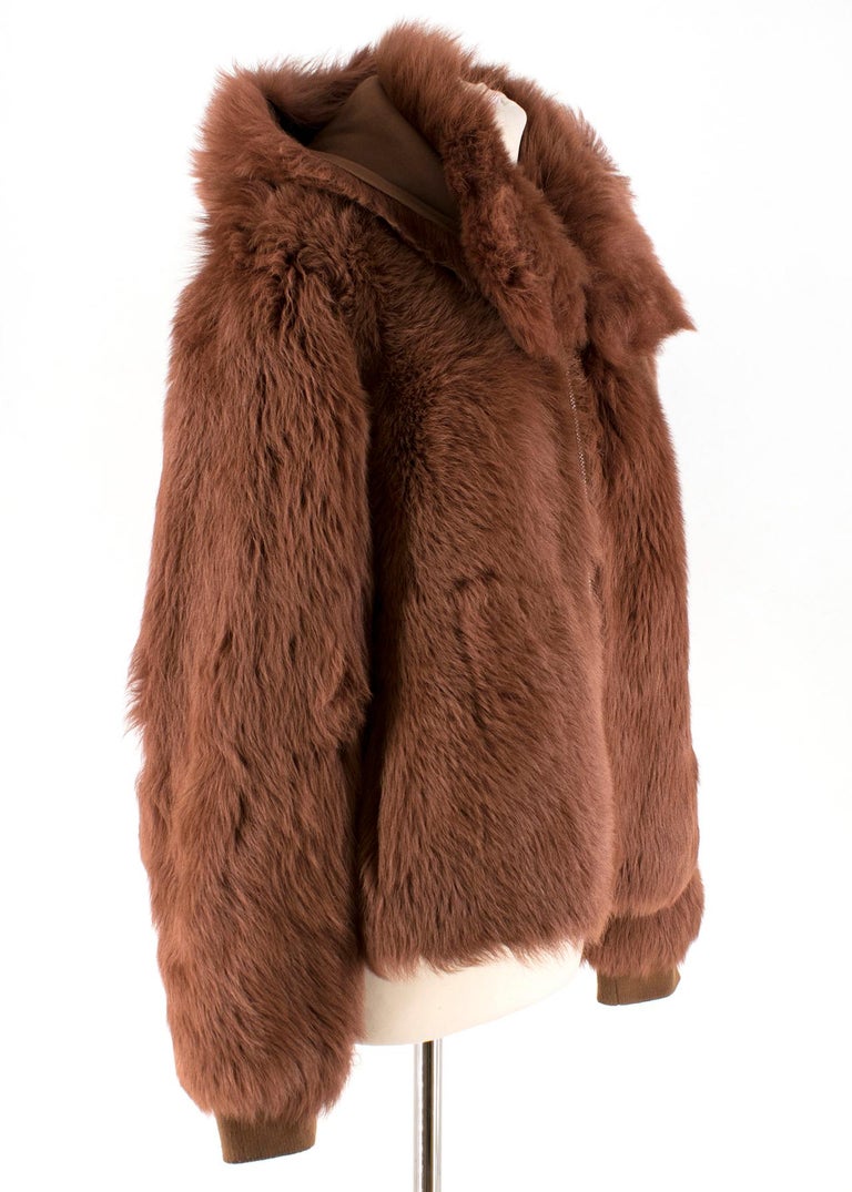 Scanlan Theodore Russet Shearling Fur Hooded Jacket ONE SIZE For Sale ...