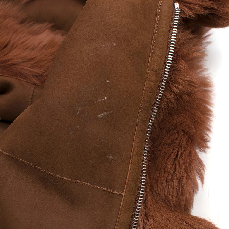 Scanlan Theodore Russet Shearling Fur Hooded Jacket ONE SIZE For Sale ...