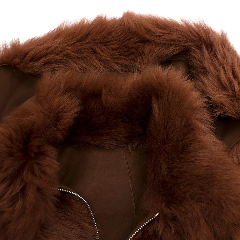 Scanlan Theodore Russet Shearling Fur Hooded Jacket ONE SIZE For Sale ...