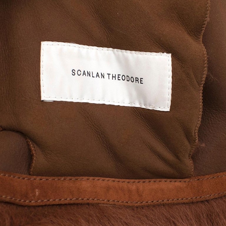 Scanlan Theodore Russet Shearling Fur Hooded Jacket ONE SIZE For Sale ...