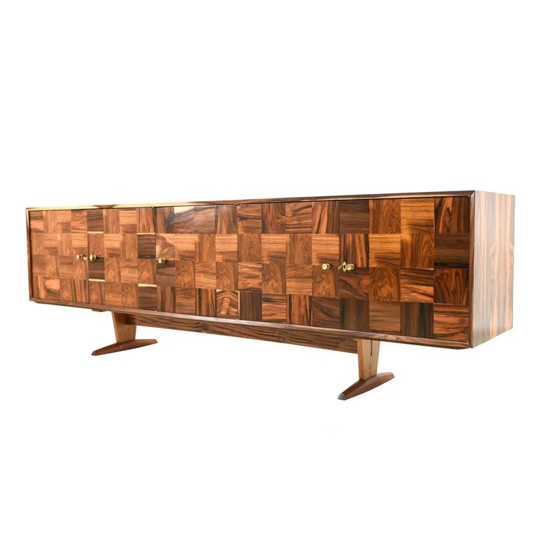 Scapinelli 1960s Brazilian Jacaranda Parquet Sideboard For Sale at 1stDibs