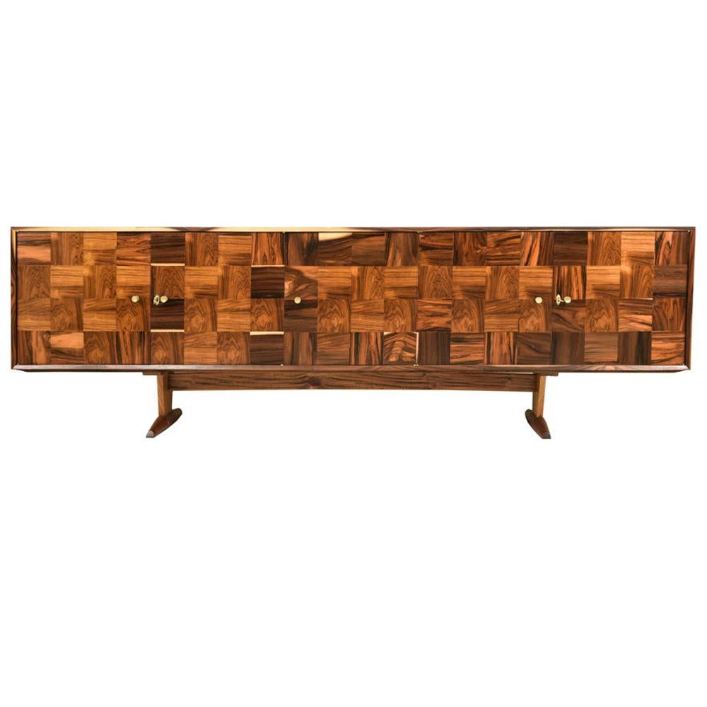 Scapinelli 1960s Brazilian Jacaranda Parquet Sideboard For Sale at 1stDibs
