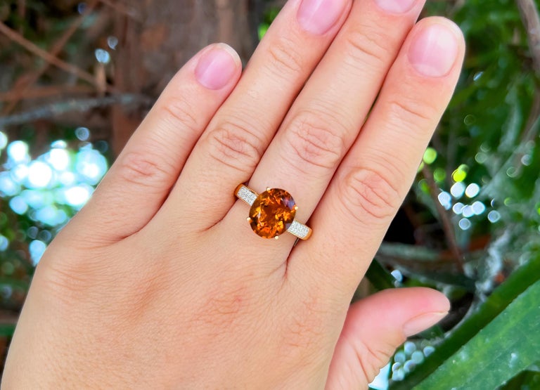 Scapolite Ring 4.15 Carat with Diamonds 14K Yellow Gold For Sale at 1stDibs