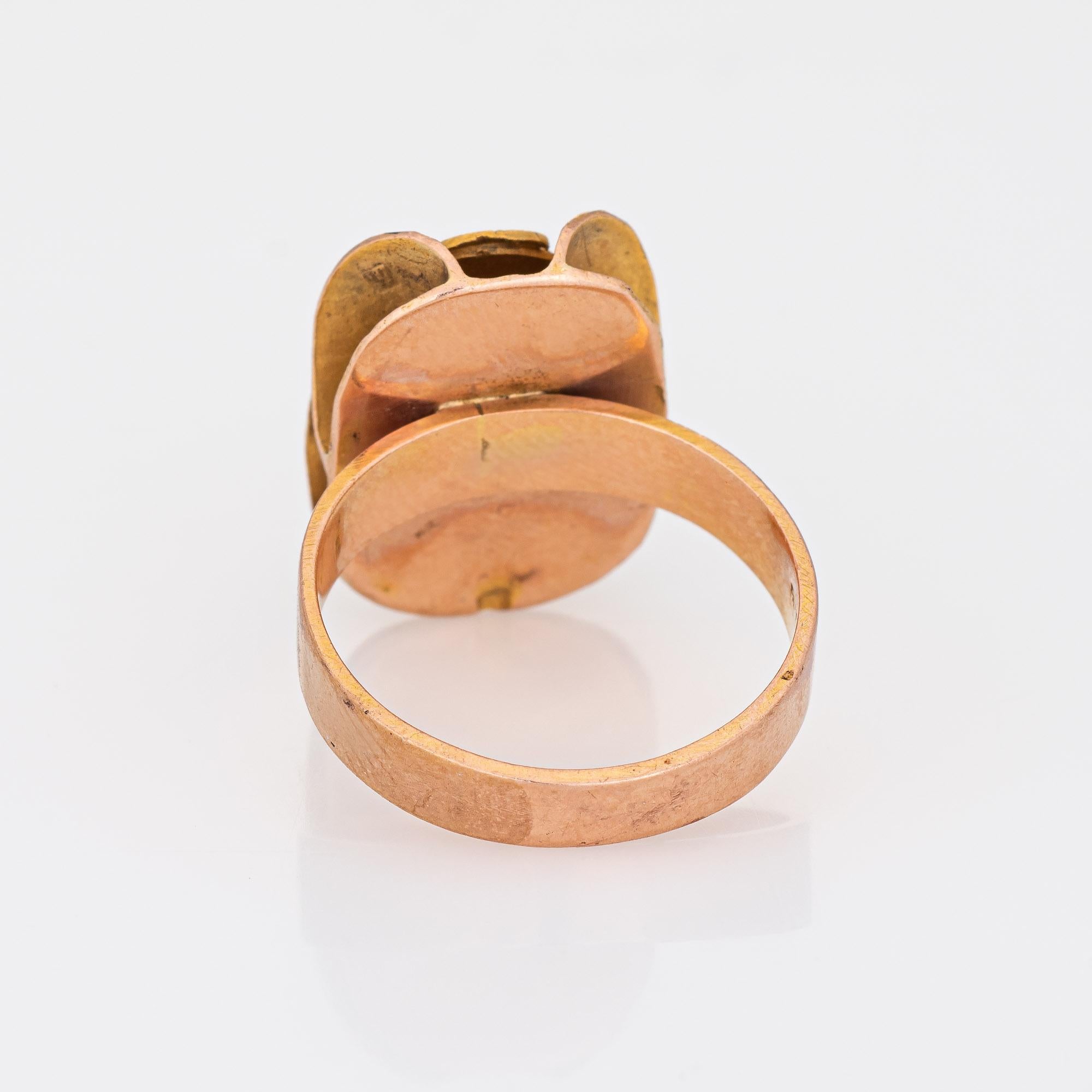 Scarab Beetle Ring Vintage 14k Yellow Gold Fine Egyptian Jewelry at 1stDibs