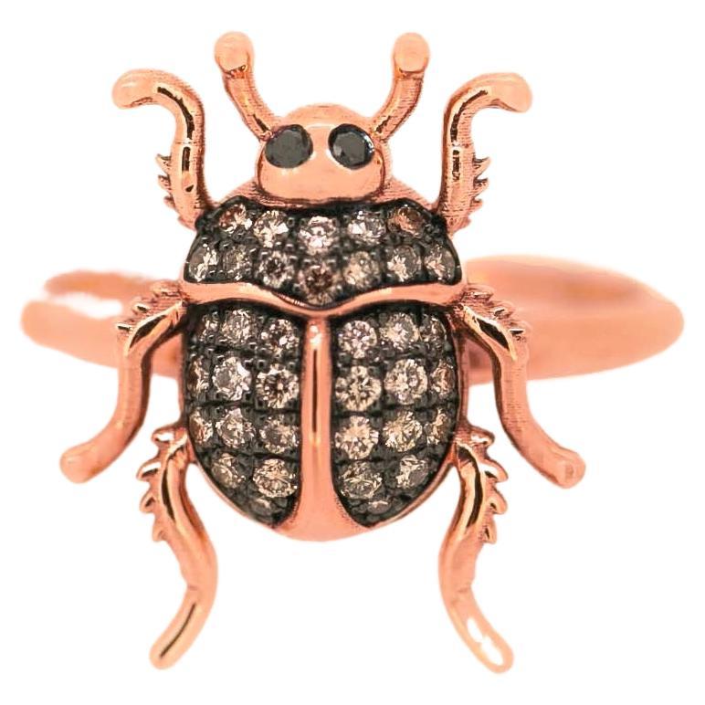 Scarab Ring Cognac Diamonds in Rose Gold at 1stDibs