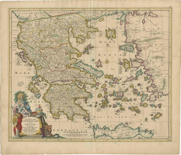 Scarce Antique Map of Greece, the Aegean, Crete and part of Asia Minor ...