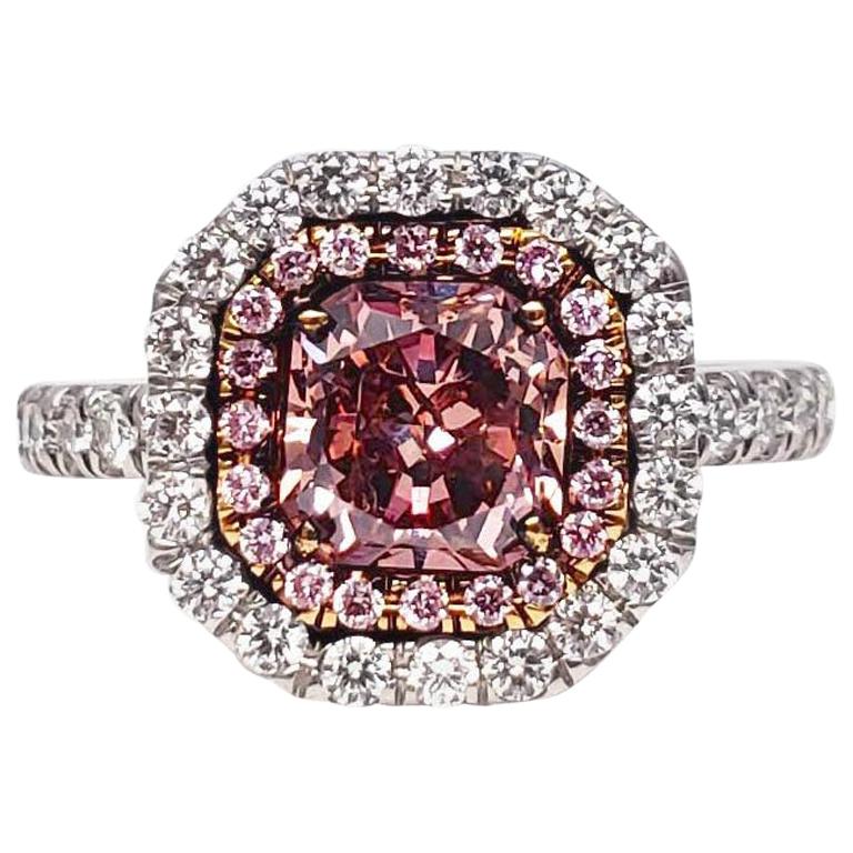 Scarselli One Carat Fancy Deep Pink Diamond in Platinum For Sale at 1stDibs