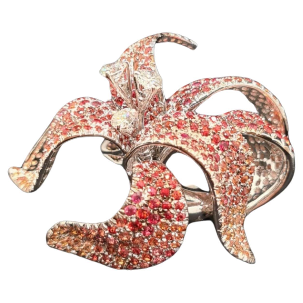 SCAVIA Green Emerald Rectangular Step Cut And Diamonds Pavè 18K White ...