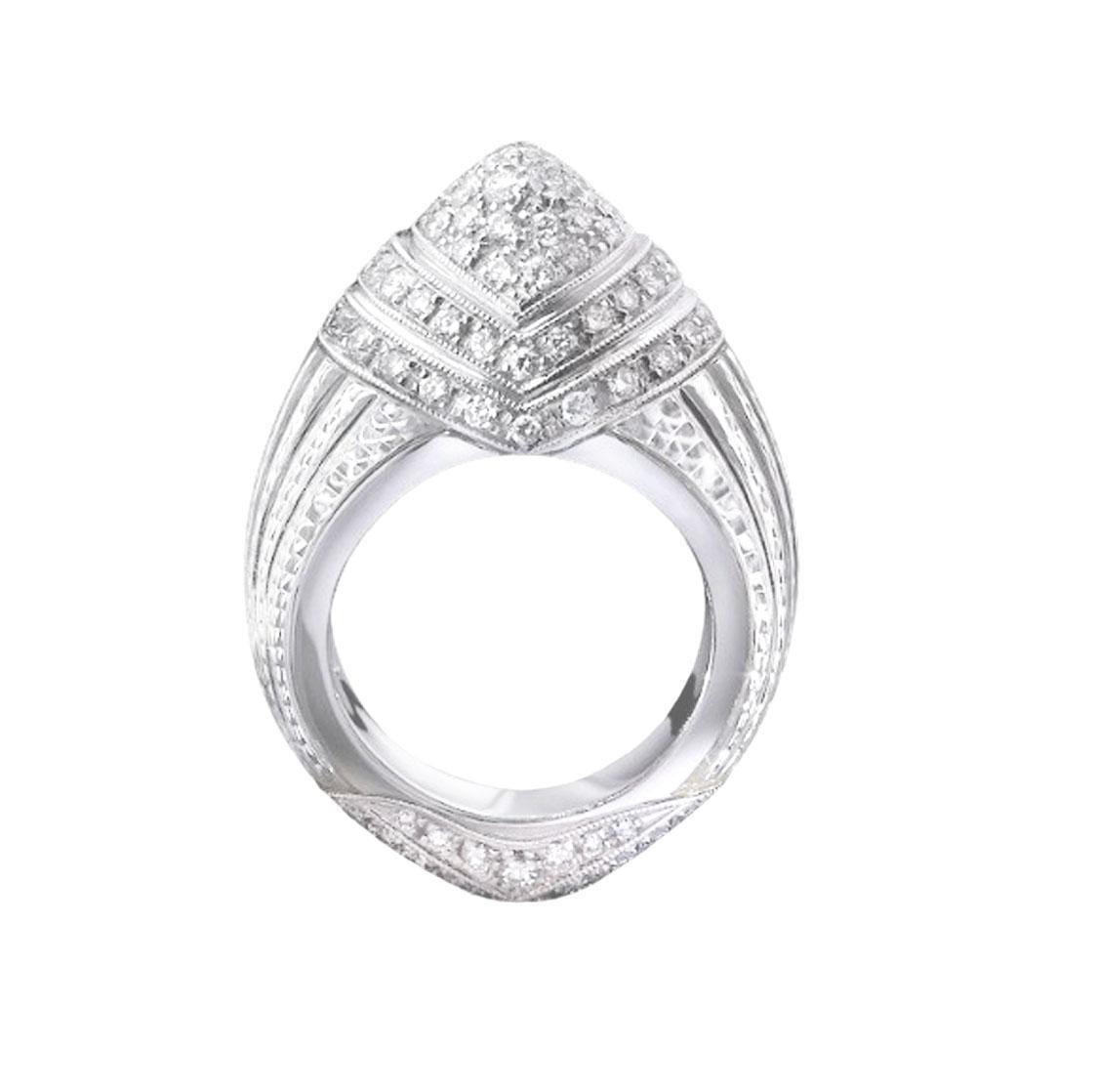 SCAVIA Punjab Ialino 18K White Gold Ring With 1.75 Ct Diamonds And ...