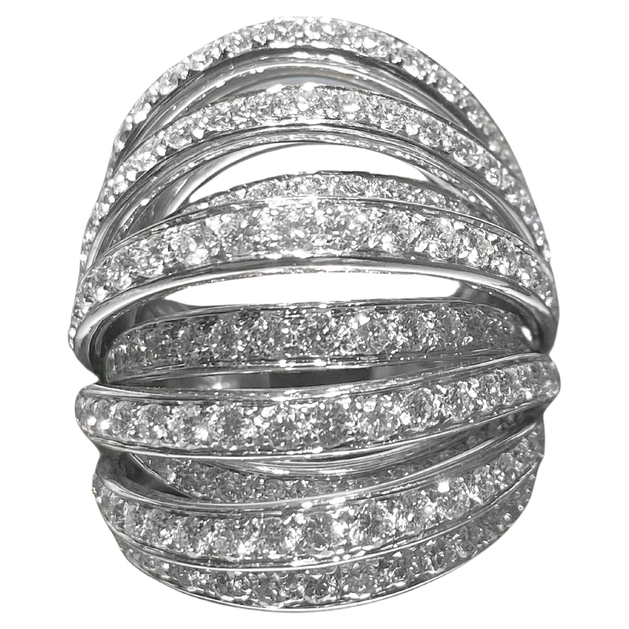 SCAVIA Ring Iris Stunning White Gold Ring with Diamond Pavé For Sale at ...