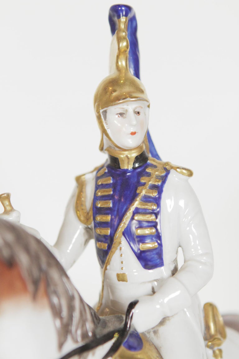 Scheibe-Ansbach Hand Painted Porcelain Horse and Soldier For Sale at ...