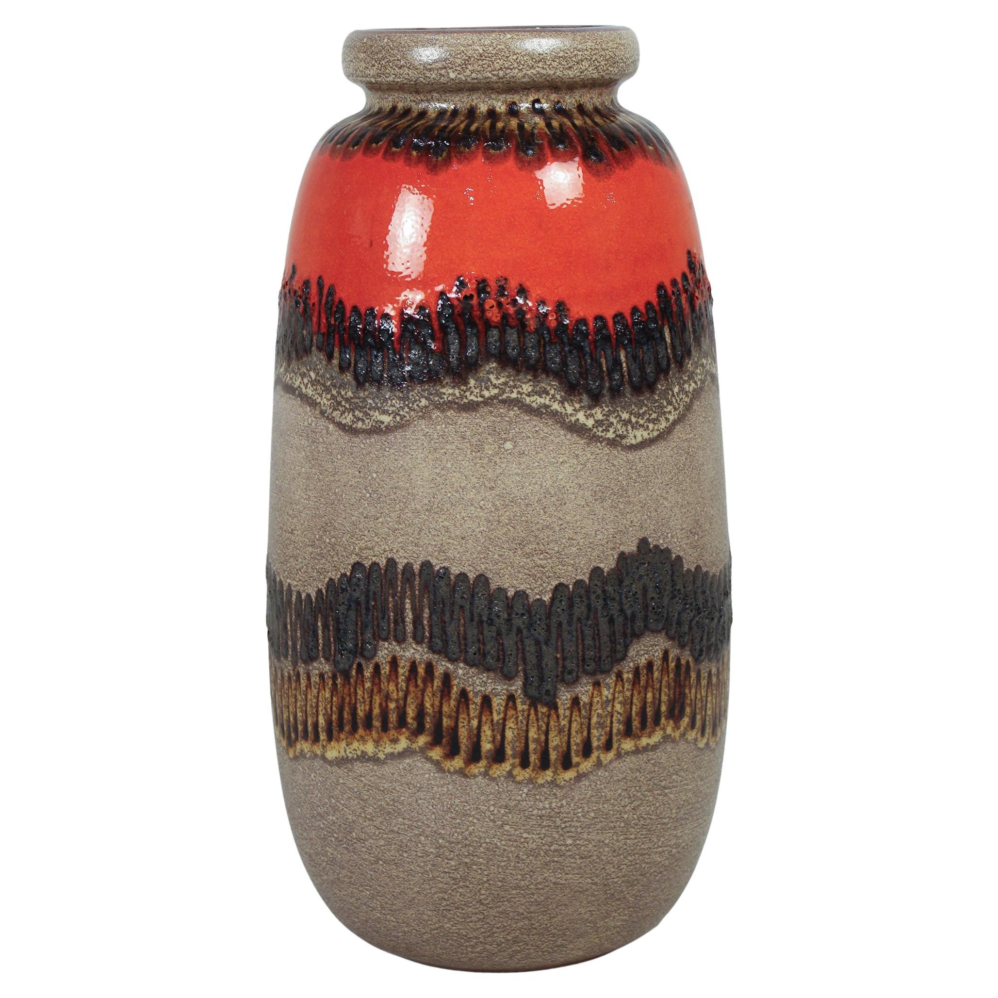 Scheurich Vintage Green Fat Lava Floor Vase For Sale at 1stDibs