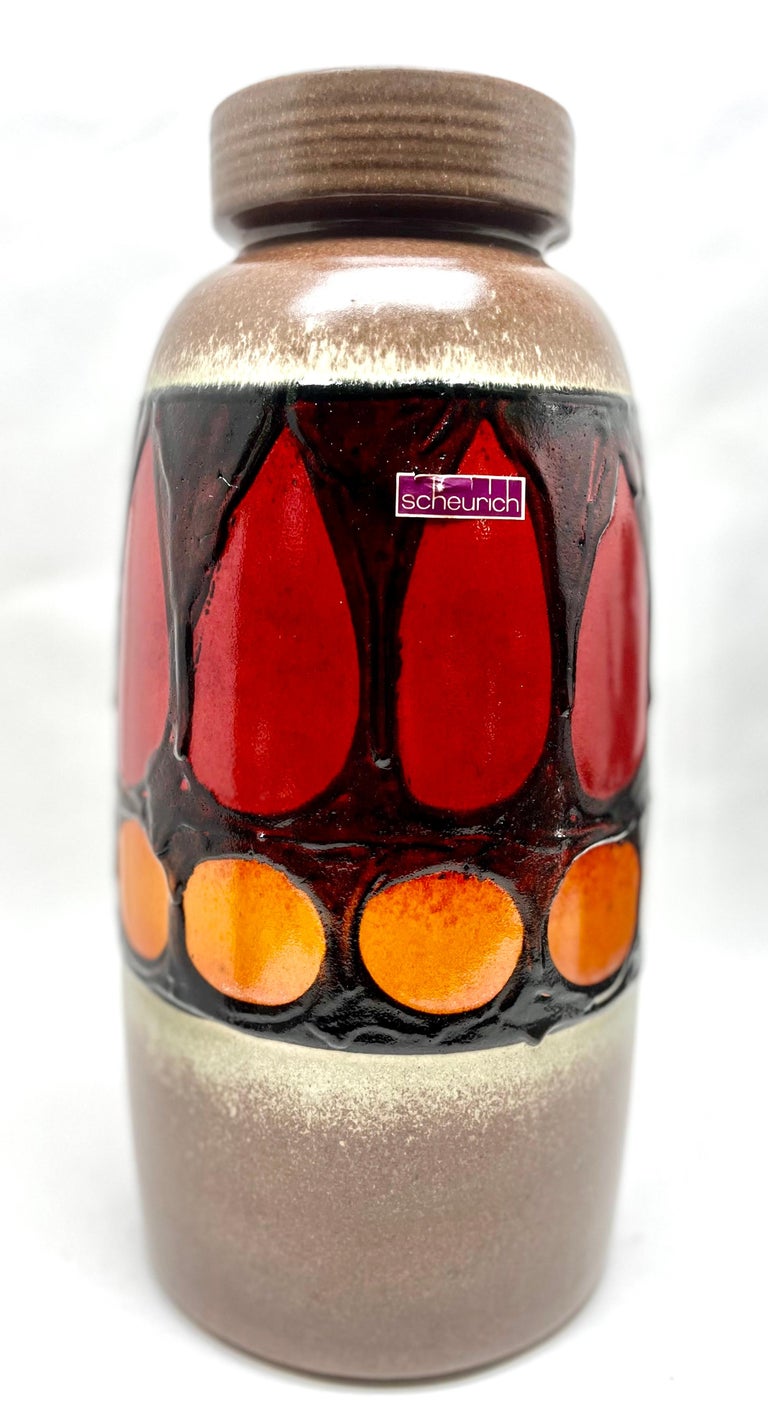 Scheurich Vintage Vase Drip Glaze Germany, 1970s For Sale at 1stDibs