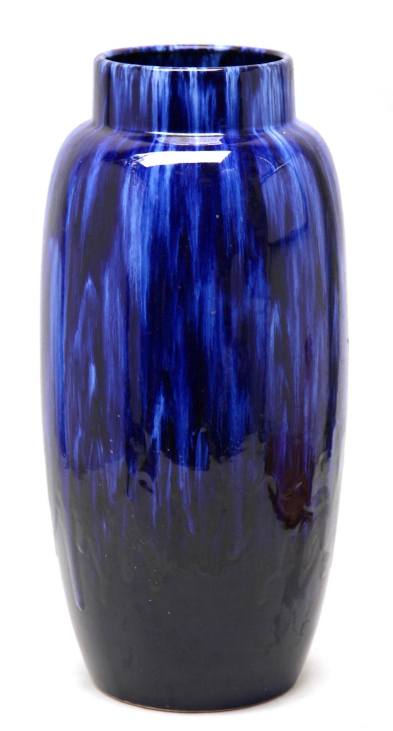 Scheurich Vintage Vase in Blue and Black Drip Glaze Germany, 1970s For ...