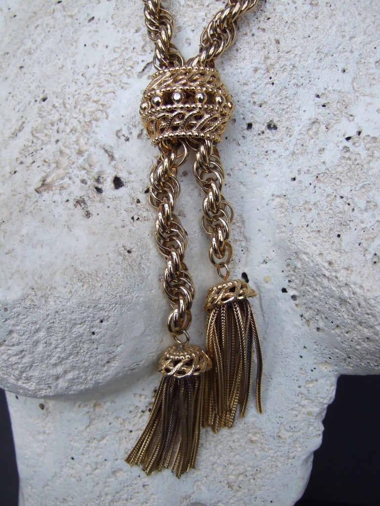 Schiaparelli Collier à chaîne choker en métal doré avec franges et ...