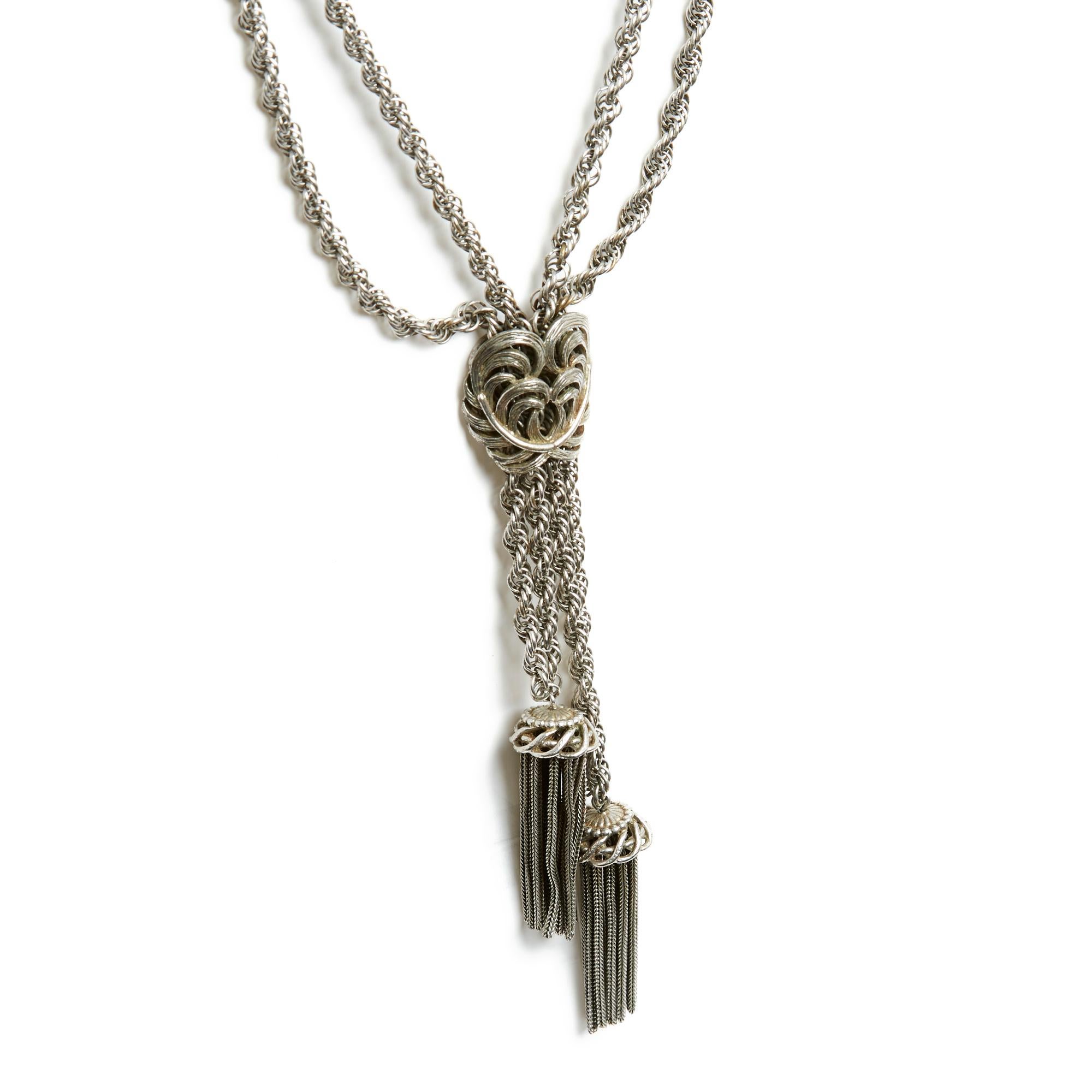 Schiaparelli Necklace Silver Theatrical Trimming For Sale at 1stDibs