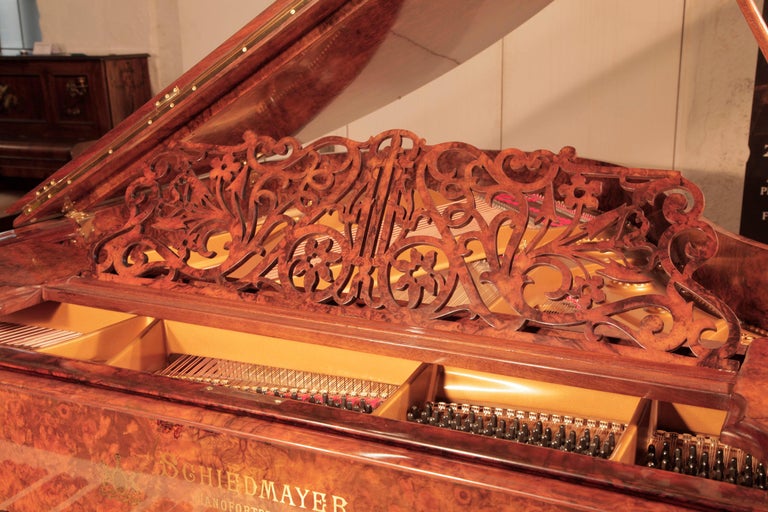 Schiedmayer Grand Piano Walnut Carved Cheeks Filigree Music Desk ...